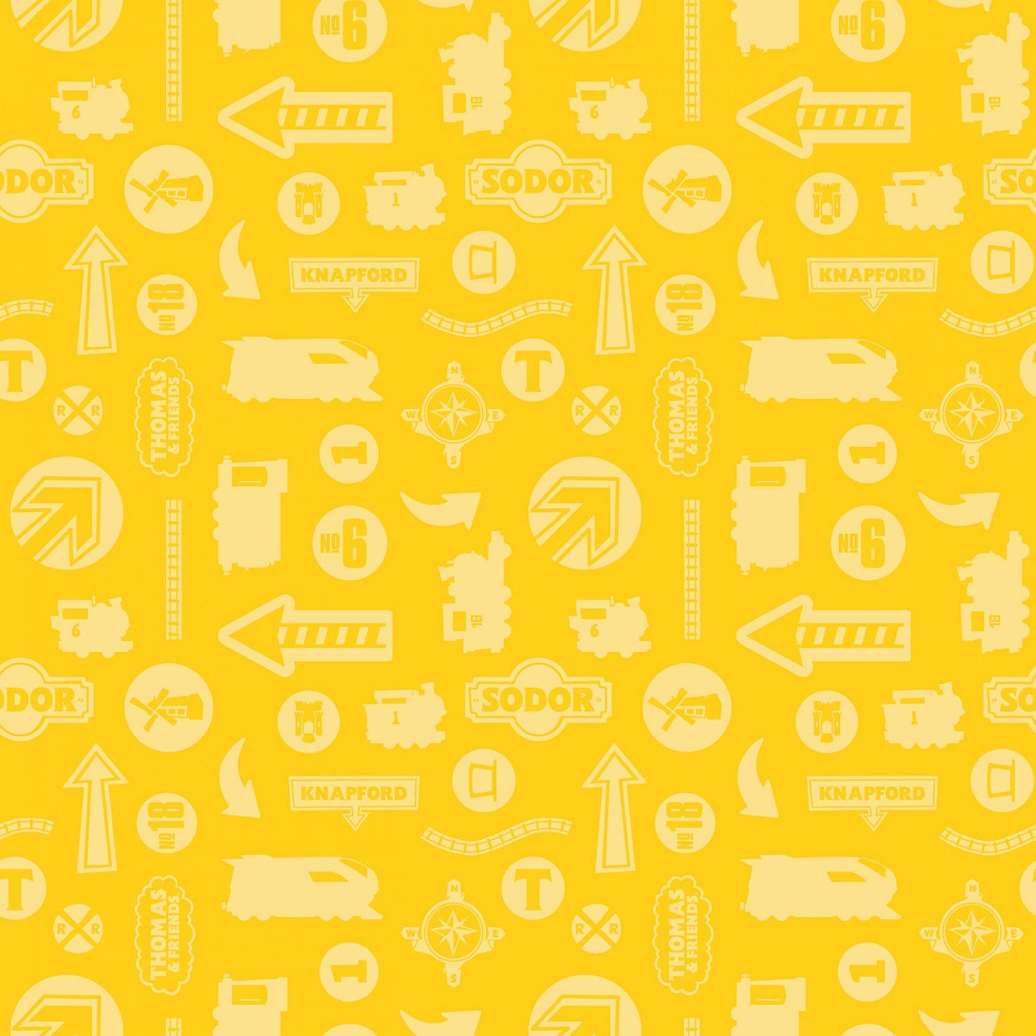 Riley Blake - Thomas & Friends - Full Steam Ahead - Yellow Train Signs ...