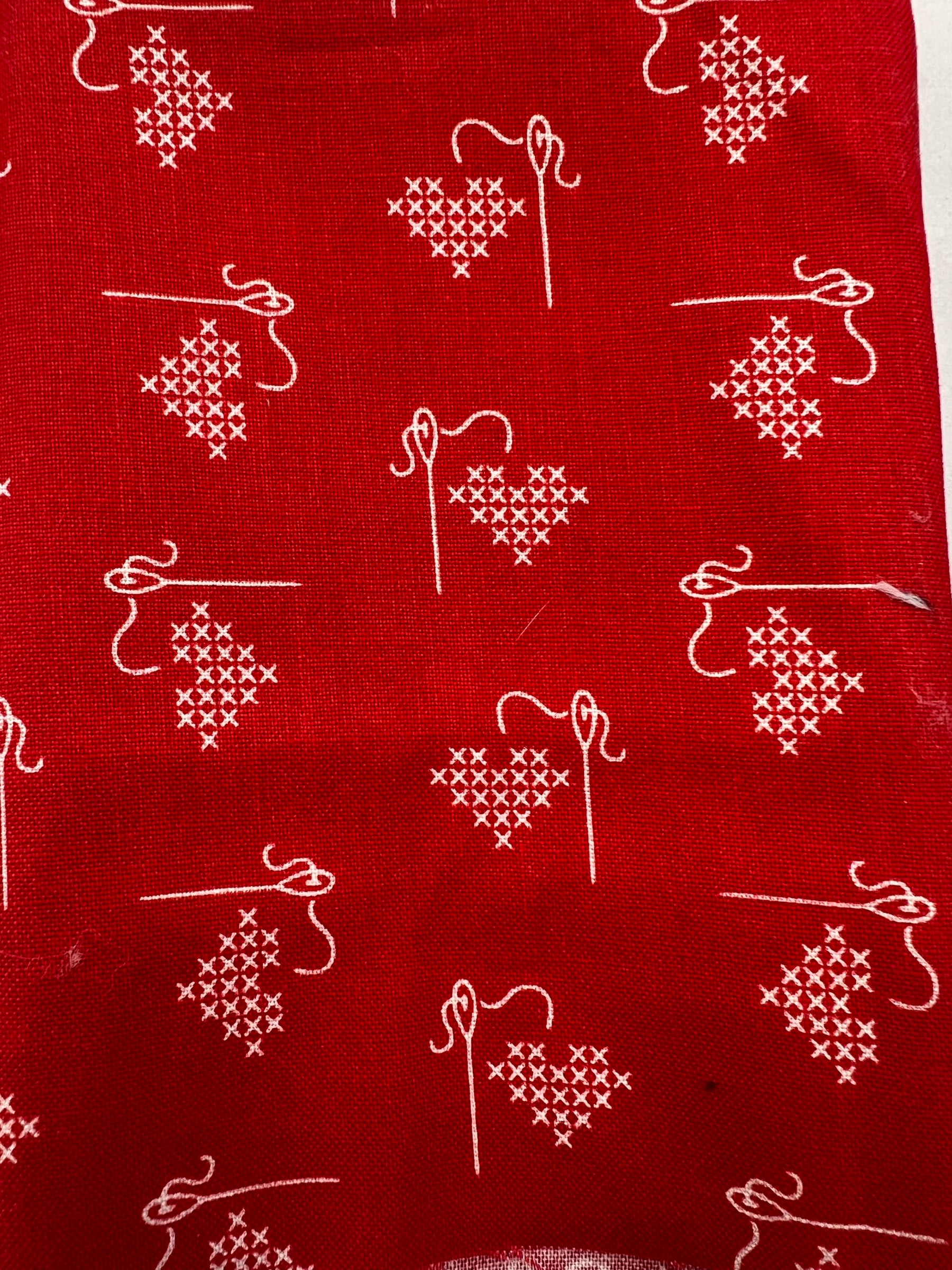 KIT - Pot Holder - Red Lori Holt heart cross stitch 9" x 9" – Merrily ...