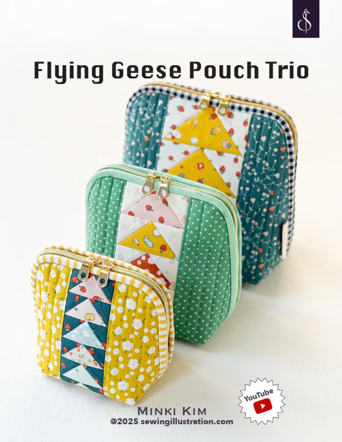 Pattern - Minki Kim - Flying Geese Pouch Trio – Merrily We Quilt Along
